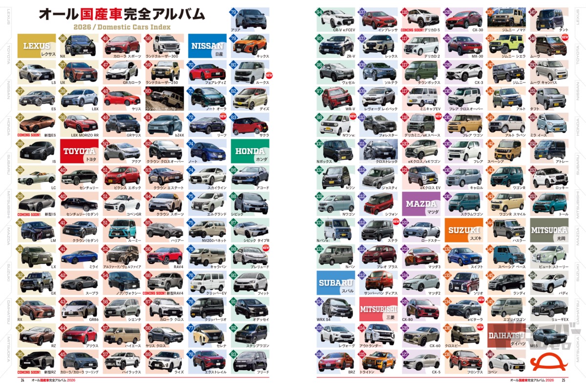 ＜最新号＞ドライバー臨時増刊・オール国産車＆輸入車完全アルバム2026が発売。近未来新車図鑑、国産車完全アルバム、輸入車完全アルバム、Best ...